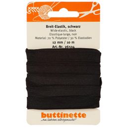 buttinette Gummiband "Breit-Elastik", schwarz, Breite: 12 mm, Länge: 10 m