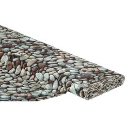 buttinette Baumwollstoff-Digitaldruck "Steine", Serie Ria, grau-color