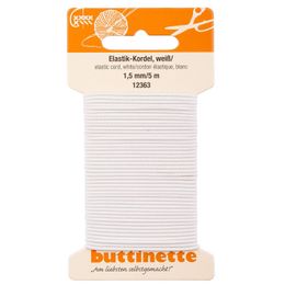 buttinette Elastik-Kordel, weiß, Stärke: 1,5 mm, Länge: 5 m