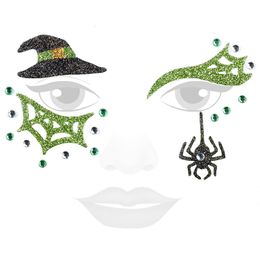buttinette Face-Art-Tattoo "Hexe", grün/schwarz