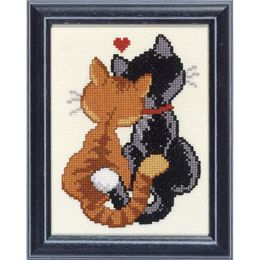 buttinette Stickbild "Katzenliebe", 13 x 17 cm