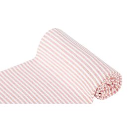 buttinette Ringelbündchen "Comfort", rosa-melange/weiß