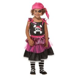 buttinette Piratin-Kostüm für Kinder, pink/schwarz