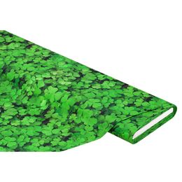buttinette Baumwollstoff-Digitaldruck "Kleeblätter", Serie Ria, grün-color