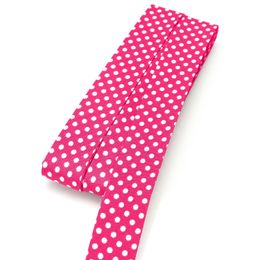 buttinette Baumwoll-Schrägband "Punkte", pink-weiß, Breite: 2 cm, 5 m