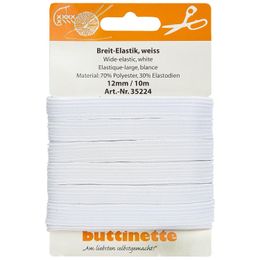 buttinette Gummiband "Breit-Elastik", weiß, Breite: 12 mm, Länge: 10 m