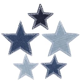 buttinette Jeans-Applikationen "Sterne", Größe: 5 - 7,3 cm, Inhalt: 5 Stück