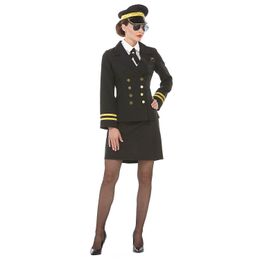 buttinette Pilotin-Kostüm für Damen, schwarz