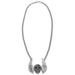 buttinette Kette "Totenkopf mit Flügel", silber