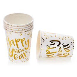 buttinette Pappbecher "Happy new Year", 250 ml, 6 Stück