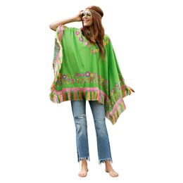 buttinette Hochwertiger Hippie-Poncho "Flower Power"