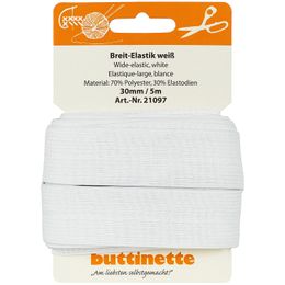 buttinette Gummiband "Breit-Elastik", weiß, Breite: 30 mm, Länge: 5 m