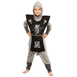 buttinette Ninja Kostüm für Kinder, grau/schwarz/weiß