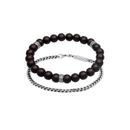 Kuzzoi Armband-Set 'Onyx' Herren Gr&ouml;&szlig;e 20 schwarz / silber