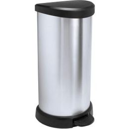 Keter CURVER Abfalleimer DECO Bin METALLIC´S, 40 Liter, Mülleimer in Metall-Optik, Farbe: schwarz / silber metallic