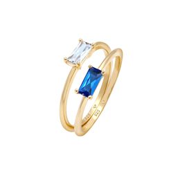 Elli Premium Ring Geo Set Damen Gr&ouml;&szlig;e 56 blau / gold