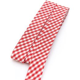 buttinette Baumwoll-Schrägband "Vichykaro", rot-weiß, Breite: 2 cm, 5 m