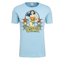 logoshirt T-Shirt 'Wonder Woman &ndash; Stars' Damen Gr&ouml;&szlig;e S hellblau / mischfarben
