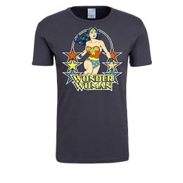 logoshirt T-Shirt 'Wonder Woman &ndash; Stars' Damen Gr&ouml;&szlig;e XS blau / grau / mischfarben