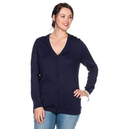 sheego Große Größen: Cardigan mit Knopfleiste und V-Ausschnitt, marine, Gr.48/50