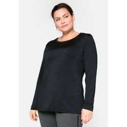 sheego Große Größen: Langes Funktionsshirt mit Rundhalsausschnitt, schwarz, Gr.48/50