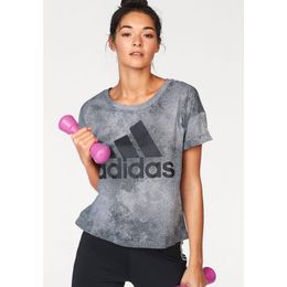 Große Größen: adidas Performance T-Shirt »WOMEN ESSENTIAL ALL OVER PRINT TEE«, schwarz, Gr.M