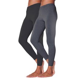 Vivance Große Größen: Doppelpack Leggings mit Gummibund, anthrazit+schwarz, Gr.40/42