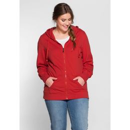 sheego Große Größen: Sweatjacke mit Kapuze und Eingrifftaschen, rot, Gr.40/42