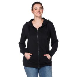 sheego Große Größen: Sweatjacke mit Kapuze und Eingrifftaschen, schwarz, Gr.40/42