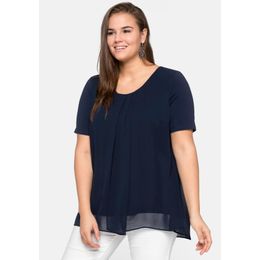 sheego Große Größen: Blusenshirt mit gelegten Falten, im Lagenlook, marine, Gr.48