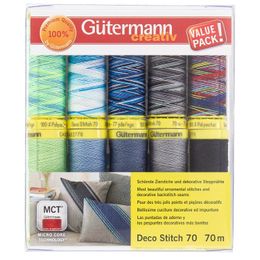 Gütermann Gütermann Nähfaden-Set "Deco Stitch 70", grün/blau/grau, 10x 70 m