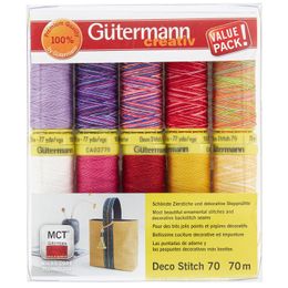 Gütermann Gütermann Nähfaden-Set "Deco Stitch 70", gelb/rot/pink, 10x 70 m