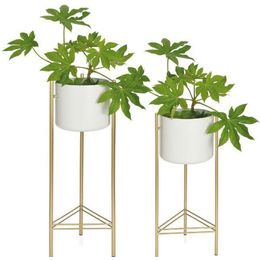 Flamingo Royale Blumentopf-St&auml;nder mit Gestell Naima in wei&szlig; und gold &Oslash; 27,5 cm von Andrea House