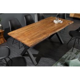 Riess Ambiente Massivholz Esstisch MAMMUT NATURE 180cm Akazie Baumkante 3,5cm Tischplatte Baumtisch
