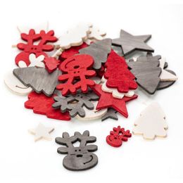 buttinette Streuteile "Weihnachten", rot-weiß-grau, 2 und 4 cm, 36 Stück
