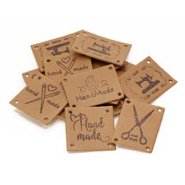 buttinette Label-Set "handmade Nähen" in Lederoptik, Inhalt: 15 Stück