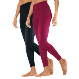 Vivance Große Größen: Doppelpack Leggings mit Gummibund, himbeere+schwarz, Gr.44/46