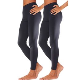 Vivance Große Größen: Doppelpack Leggings mit Gummibund, schwarz, Gr.44/46