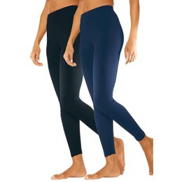 Vivance Große Größen: Doppelpack Leggings mit Gummibund, marine+schwarz, Gr.56/58