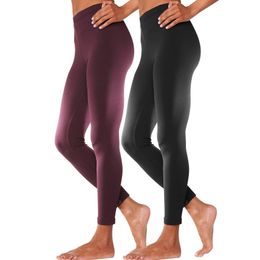 Vivance Große Größen: Doppelpack Leggings mit Gummibund, beere+schwarz, Gr.40/42