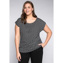 sheego Große Größen: Shirt mit Falten seitlich am Ausschnitt, schwarz-weiß, Gr.48/50