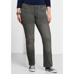 sheego Große Größen: Bootcut-Jeans in 5-Pocket-Form, mit Used-Effekten, grey Denim, Gr.80