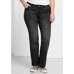 sheego Große Größen: Bootcut-Jeans in 5-Pocket-Form, mit Used-Effekten, black Denim, Gr.100