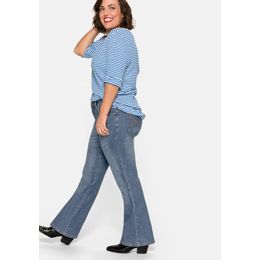 sheego Große Größen: Bootcut-Jeans in 5-Pocket-Form, mit Used-Effekten, blue Denim, Gr.84