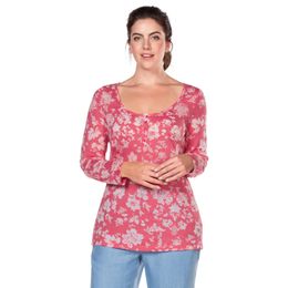 sheego Große Größen: Langarmshirt in Ausbrenner-Qualität, flamingo, Gr.52/54