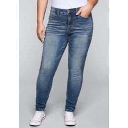 sheego Große Größen: Skinny Stretch-Jeans mit Bodyforming-Effekt, blue Denim, Gr.80