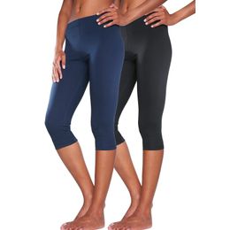 Vivance Große Größen: Doppelpack Capri-Leggings, marine+schwarz, Gr.48/50