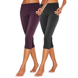 Vivance Große Größen: Doppelpack Capri-Leggings, beere+schwarz, Gr.56/58