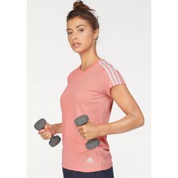 Große Größen: adidas Performance T-Shirt »ESSENTIALS 3S SLIM TEE«, rosa-weiß, Gr.XL