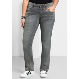 sheego Große Größen: Gerade Jeans mit Used-Effekten, grey Denim, Gr.21